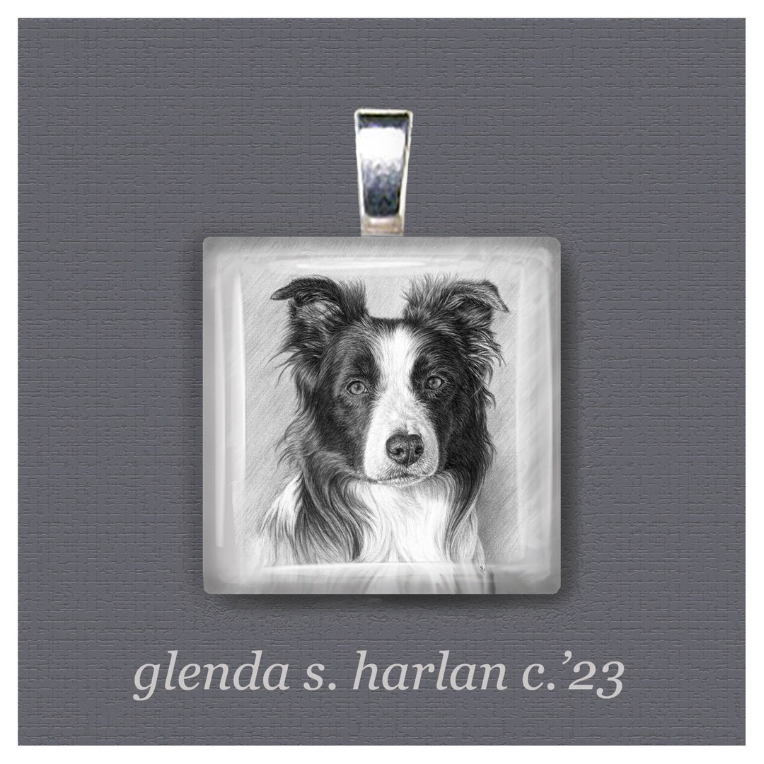 Border Collie Dog Fine Art Glass Pendant, Dog Lover Jewelry, Dog Mom ...