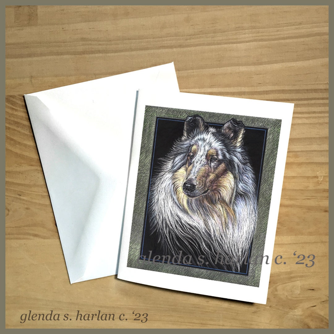 Rough Collie Dog Note Cards Fine Art Drawing Dog Lover Gift Collie Dog ...
