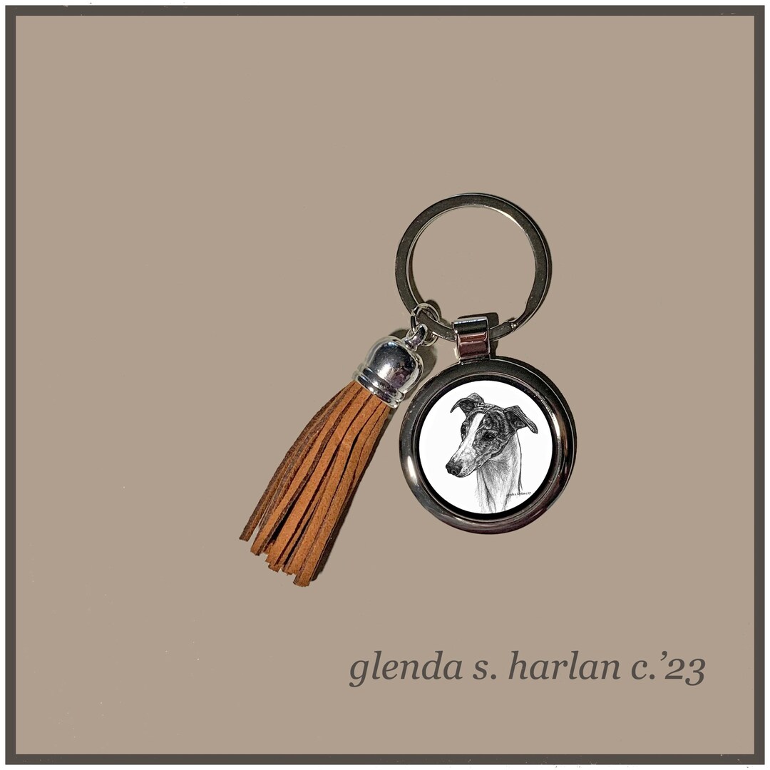 Whippet Hound Key Ring Fine Art Pencil Drawing Key Chain Dog Lover Gift ...