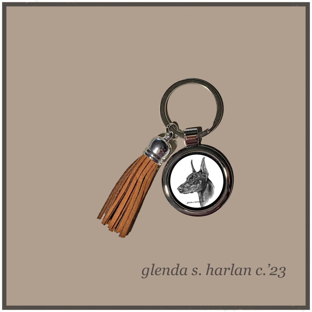 Doberman Key Ring Fine Art Drawing Key Chain Dog Lover Gift Dog Mom ...