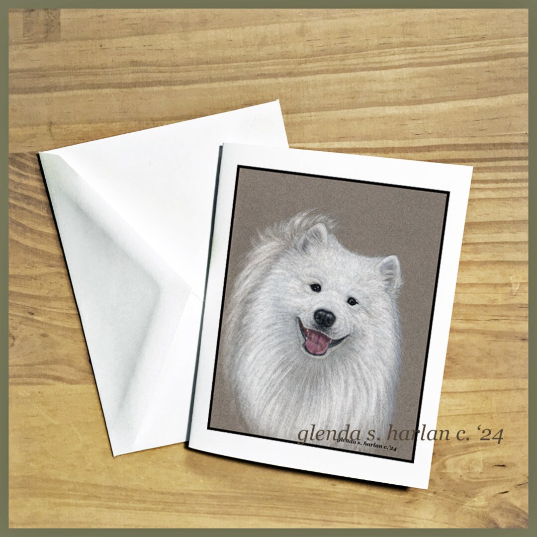 Samoyed Dog Fine Art Note Cards Fine Art Drawing Dog Lover Gift Sammy ...