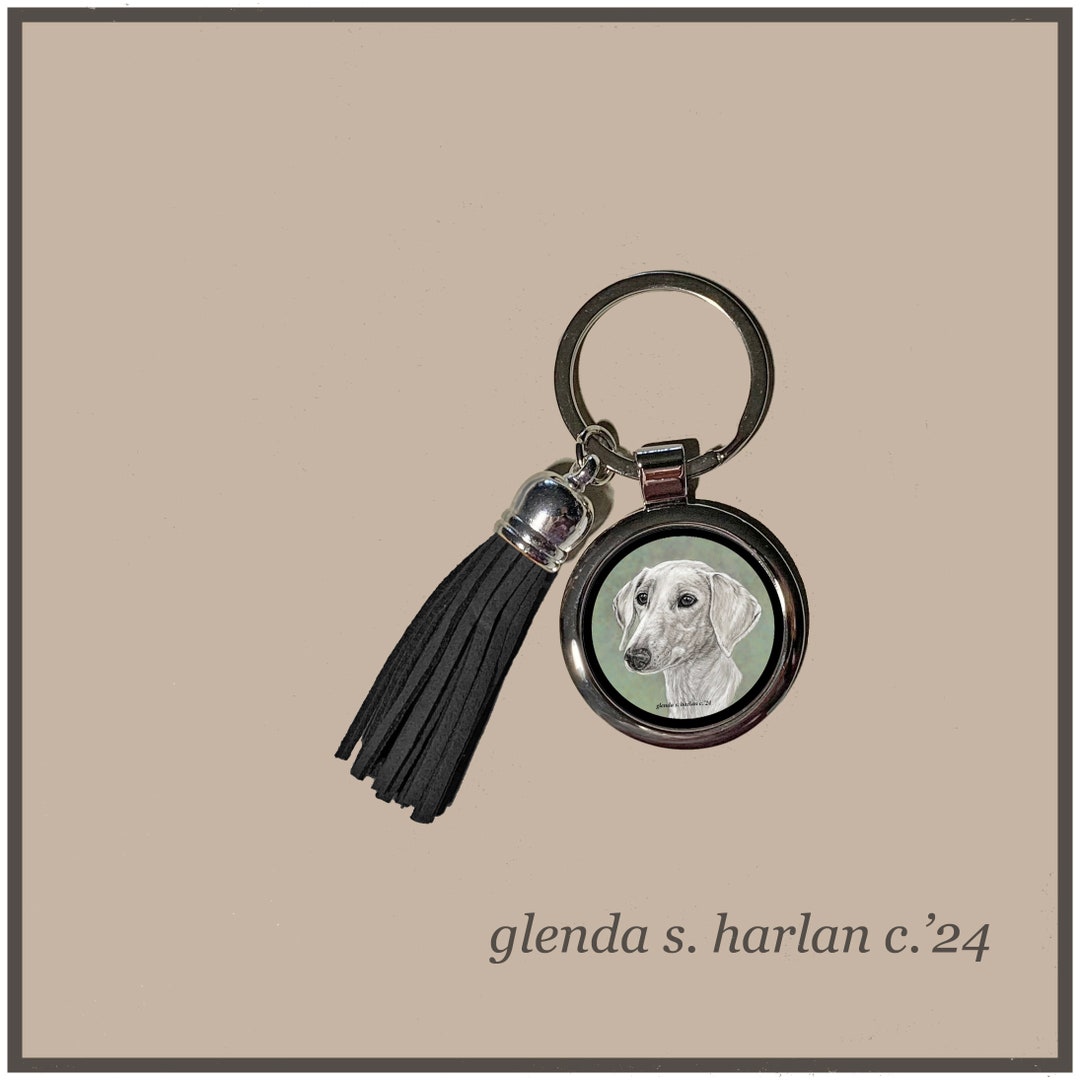 Smooth Saluki Dog Key Ring Graphite Pencil Drawing Key Chain Dog Lover ...