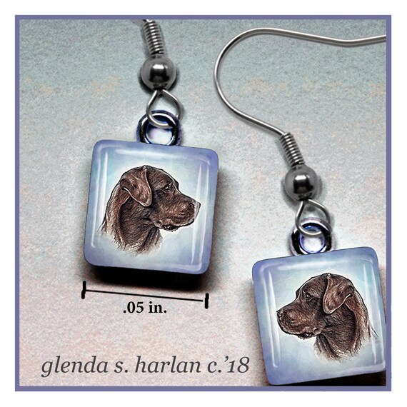 Chocolate Labrador Retriever Glass Earrings 2 Background | Etsy