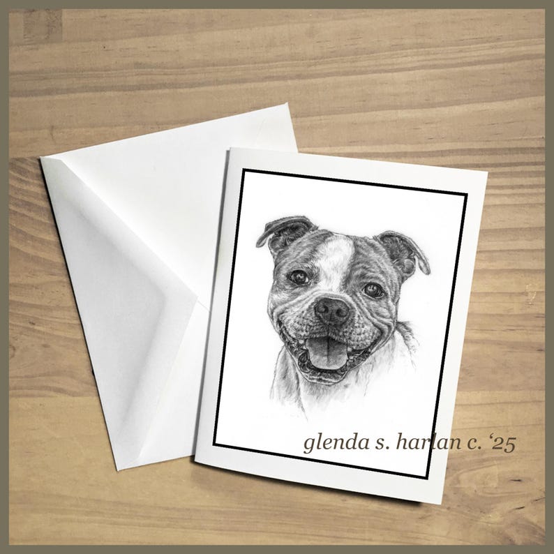 Staffordshire Bull Terrier Note Cards Fine Art Drawing Dog Lover Gift ...