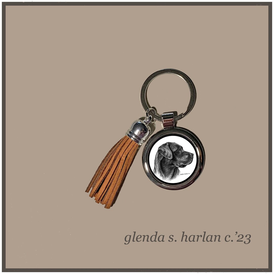 Black Labrador Retriever Key Ring Fine Art Drawing Key Chain Dog Lover ...