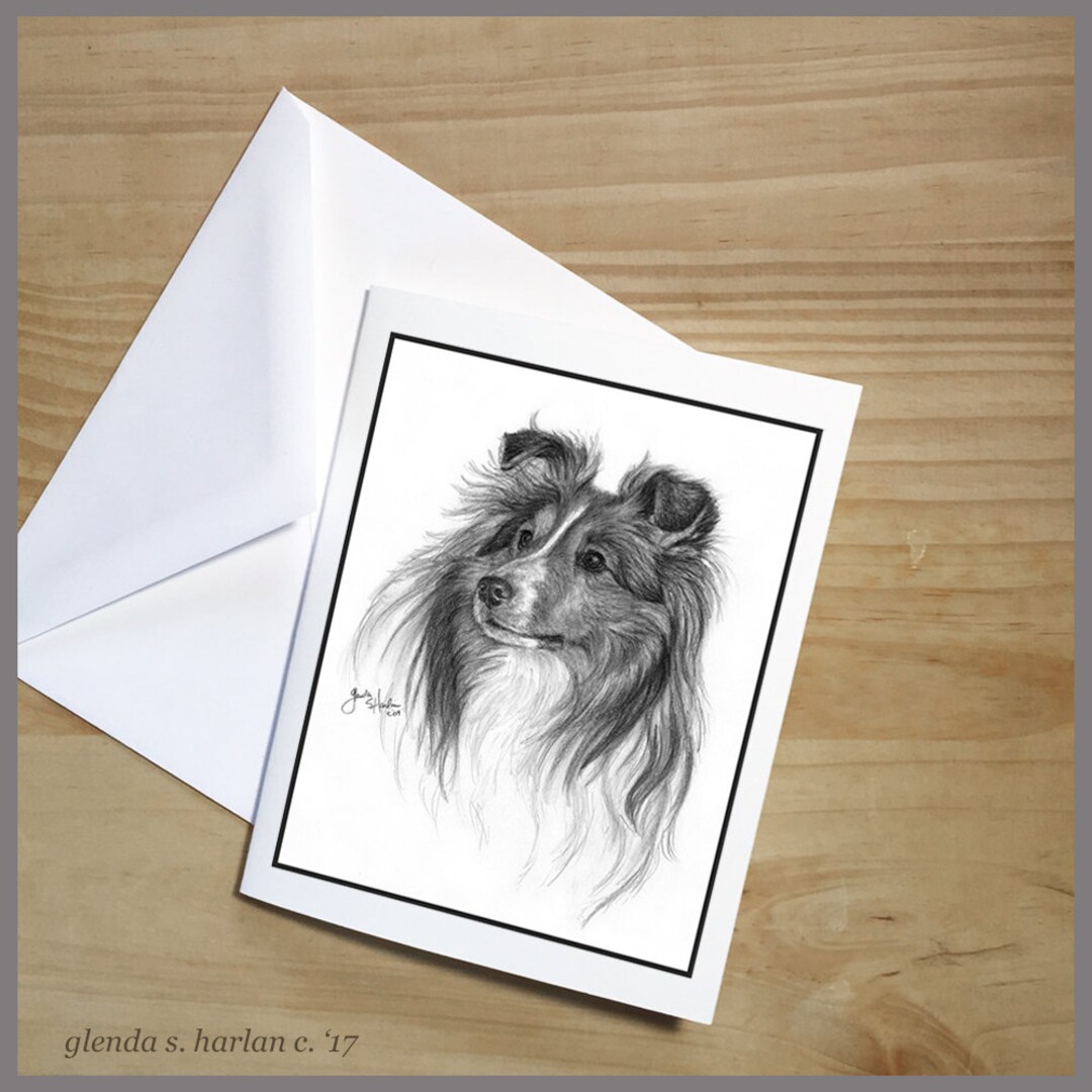 Sheltie Dog Note Cards Fine Art Dog Drawing Mom Dog Gift Shetland ...