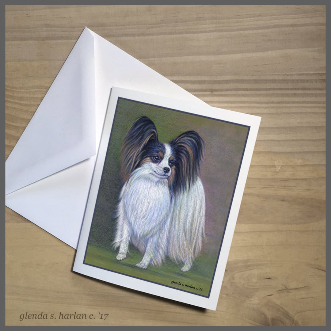 Tri Papillon Note Cards Fine Art Drawing Dog Lover Gift Papillon Dog ...