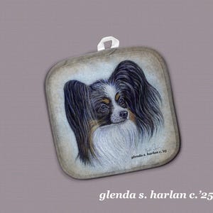 Tri Papillon Art Potholder, Papillon Dog Lover, Kitchen Accessory - Etsy