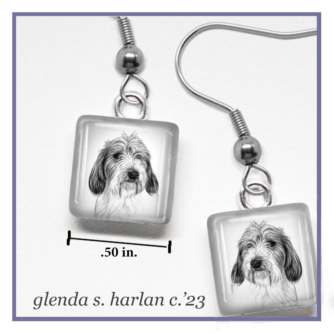 PBGV Dog Glass Earrings Fine Art Drawing Dog Lover Gift PBGV Jewelry - Etsy