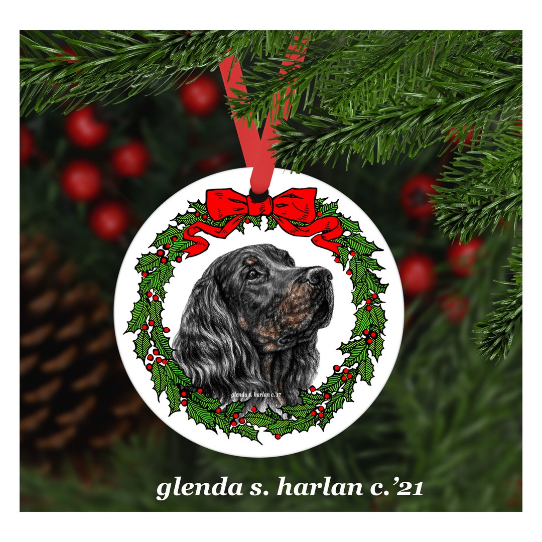 Gordon Setter Christmas Ornament - Four Wreath Designs ...