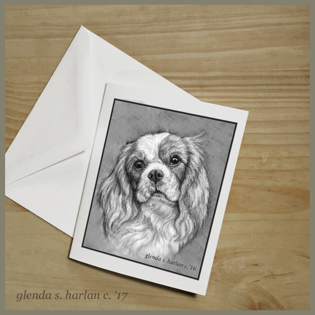 King Charles Cavalier Dog Note Cards - Set of Four or Eight - Cavalier ...