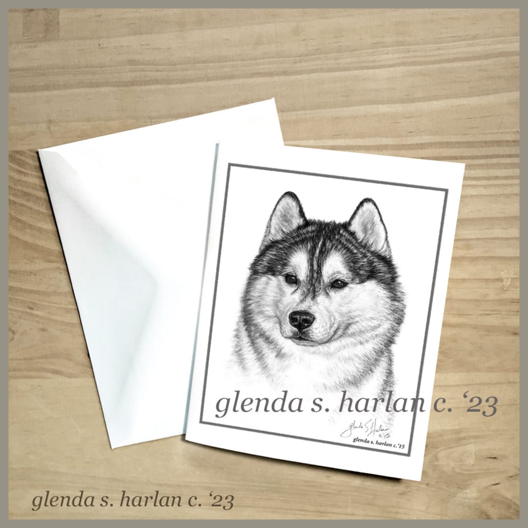 Siberian Husky Note Cards Fine Art Drawing Dog Lover Gift Husky Dog Mom ...