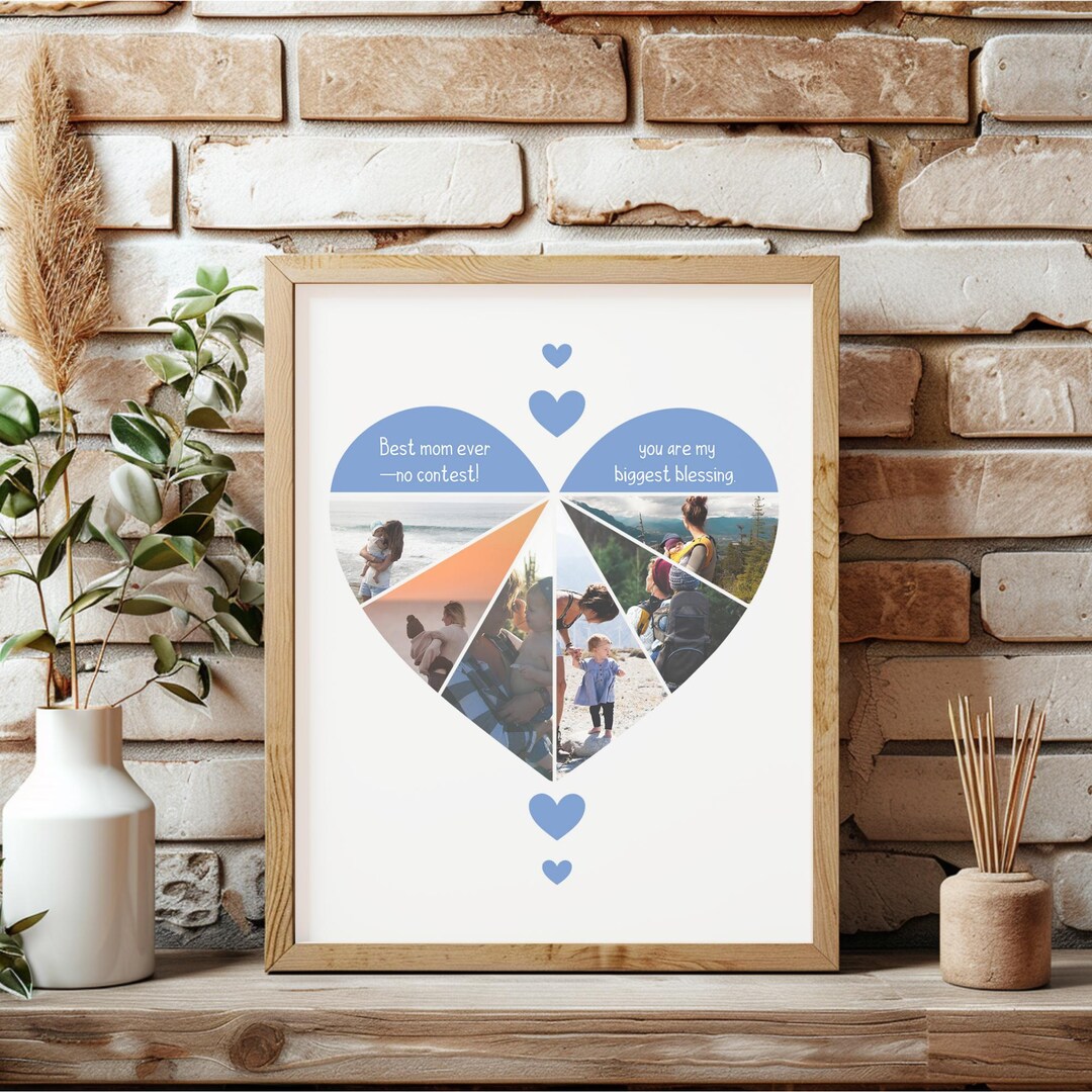 Heart Shaped Mom Photo Collage Printable, Poster & Canvas | Family ...