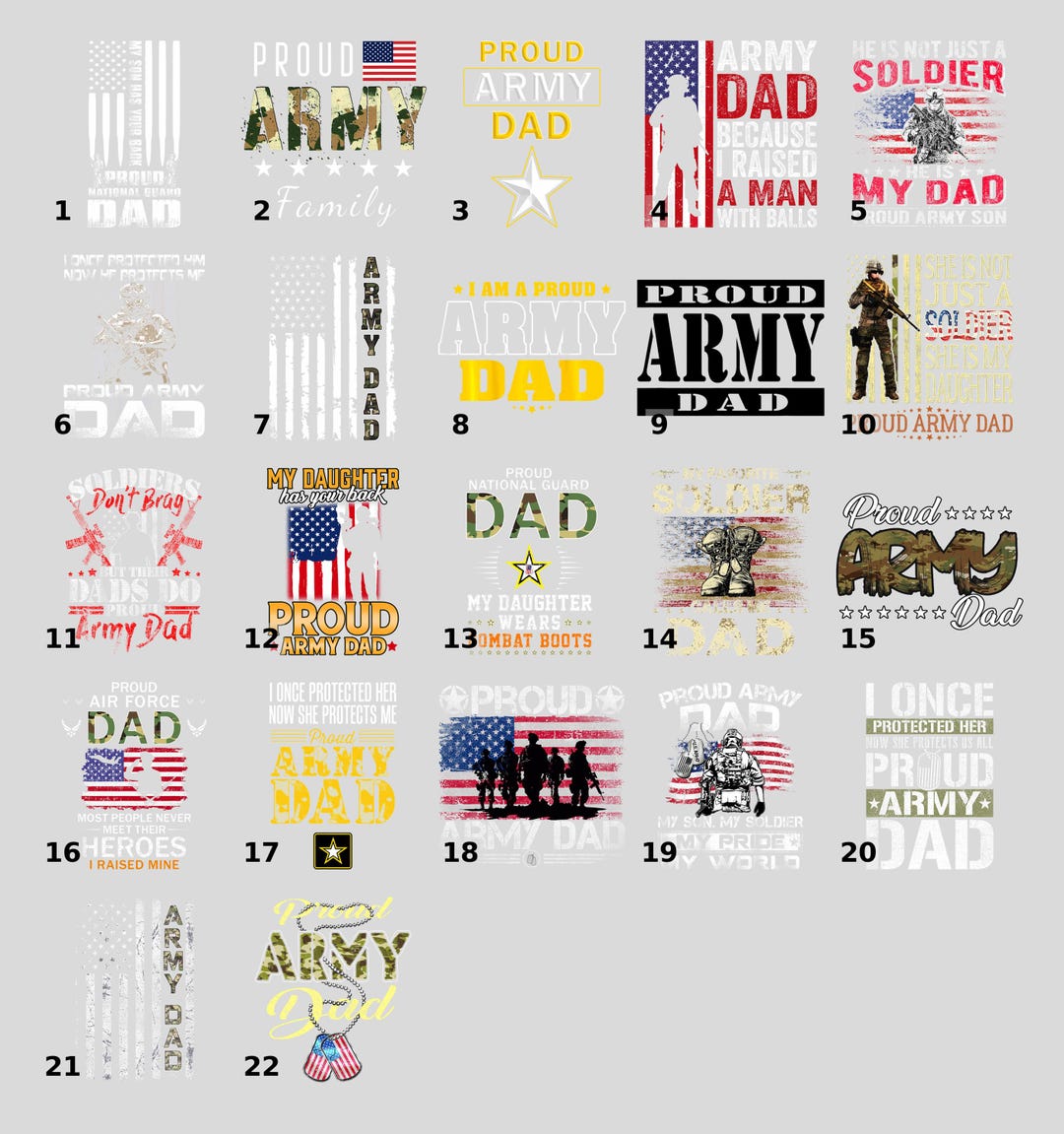 40+ Proud Army Dad Patriotic DTF Transfer Iron-on | Military Dad Gift ...