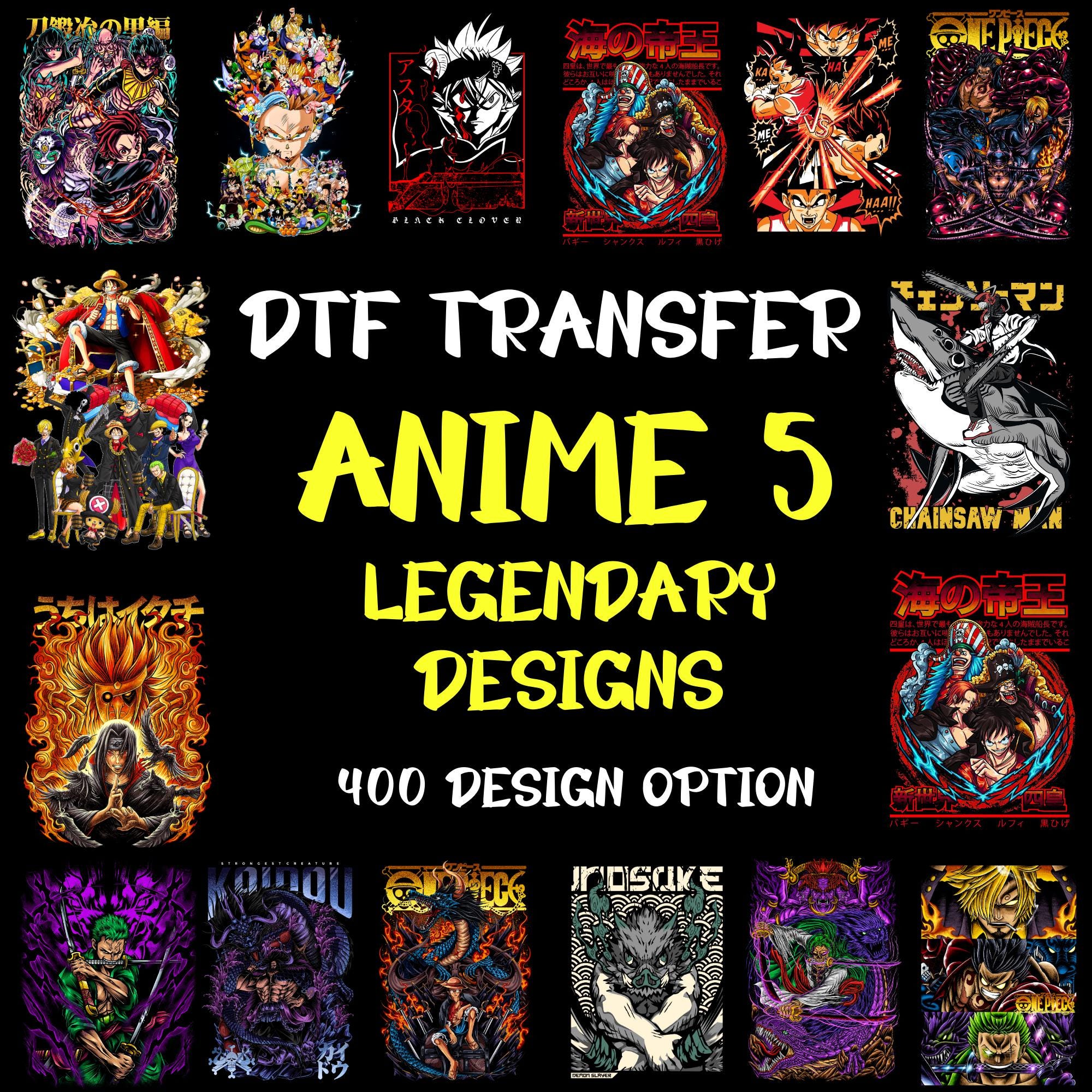 Legendary Anime Design Dtf Transfer | Bootleg Anime Iron on Ready to ...