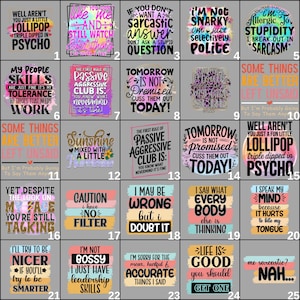 Sarcastic Quotes DTF Transfers Ready to Press for Tee Shirt Sweatshirt ...