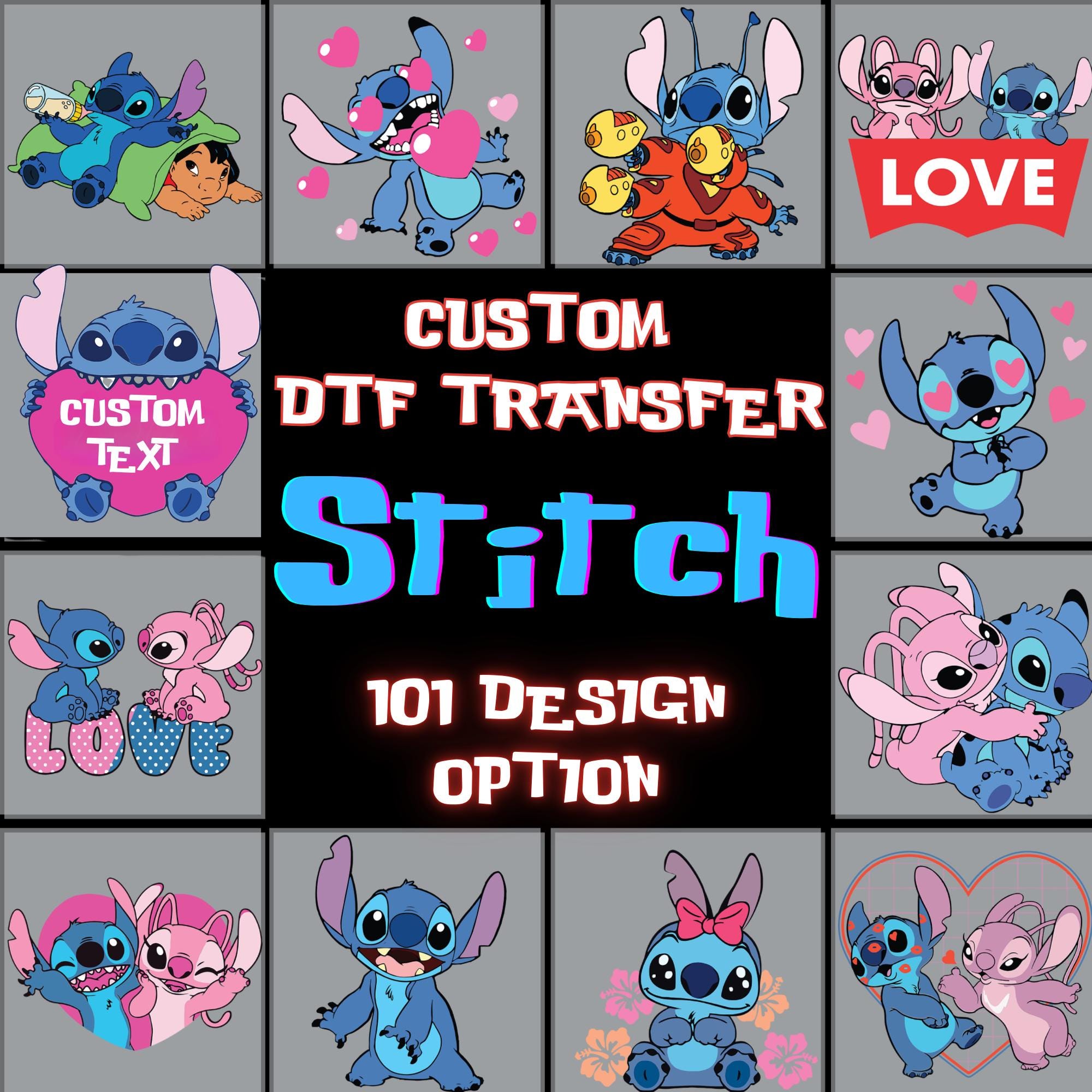 Stitch Ready to Press DTF Transfer | Cute Cartoon Alien Love Prints ...