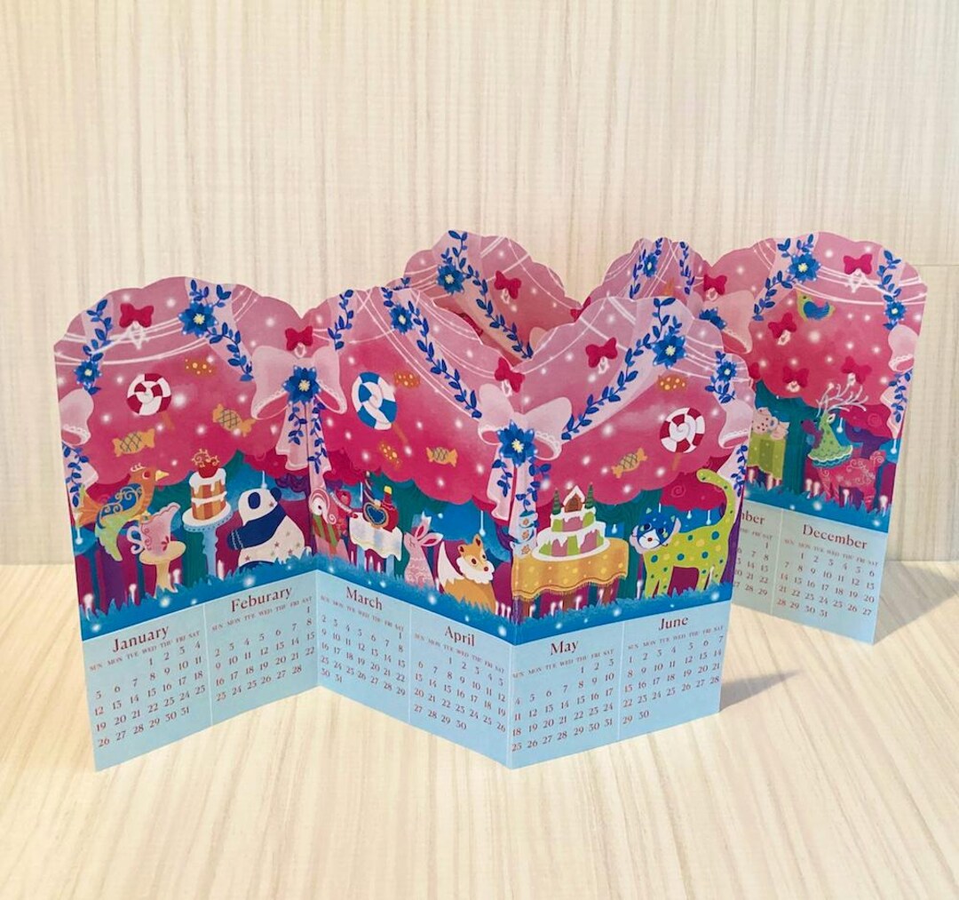 Cute Illustrated Folding Desk Calendar 2025, Printable, - Etsy