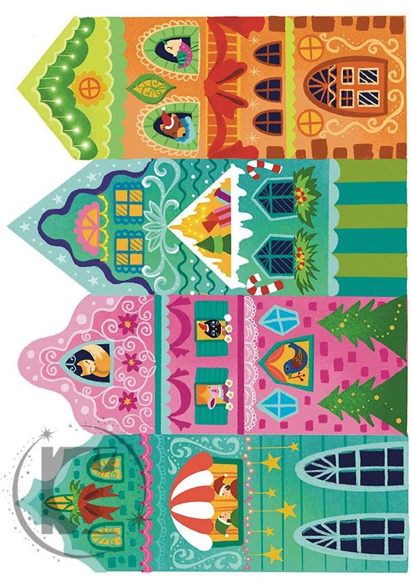 DIY 3D Paper Christmas Village Kit, Family-friendly Christmas Craft Kit ...