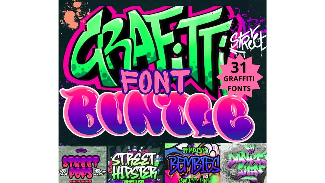 Graffiti Font Bundle, Urban Font, Tagging Font, Hip Hop Font, Street ...