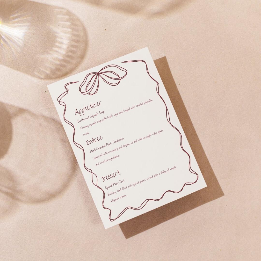 Coquette Menu Template - Etsy