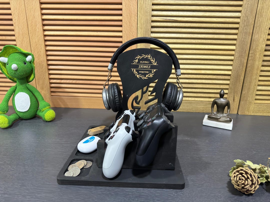Personalized PS Joystick & Headset Stand – Birch Plywood, Custom ...