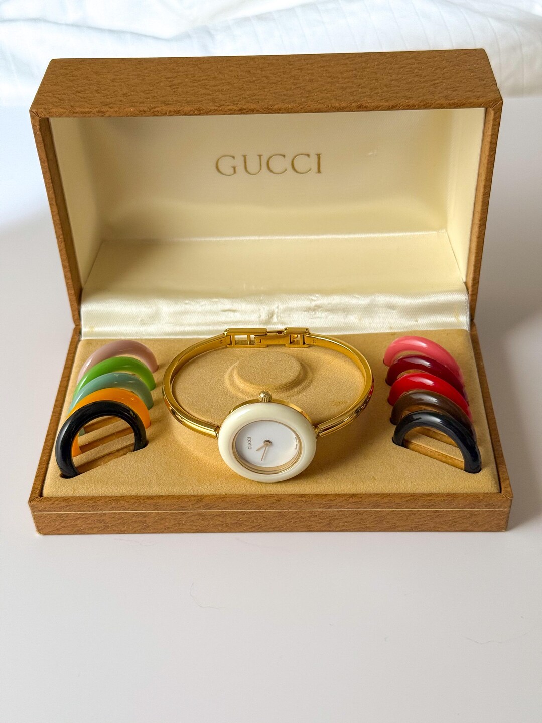 Gucci Interchangeable Bezel Watch 11/12, Vintage Gold Gucci Watch for ...