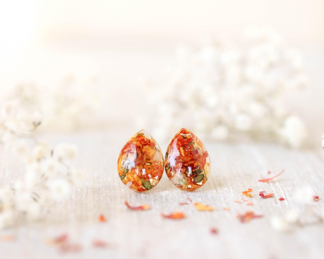 Personalized Memorial Flower Earrings, Flower Preservation Funeral ...