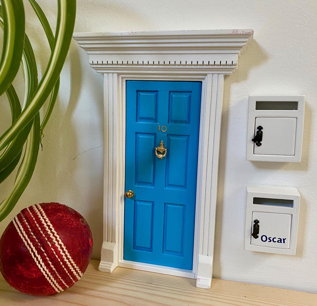 Elf/fairy Door With Mailbox (blue) - Etsy