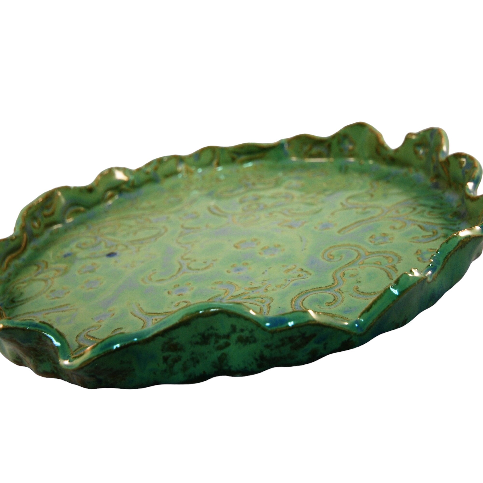 Ceramic Serving Tray Green Dining Tray - Etsy