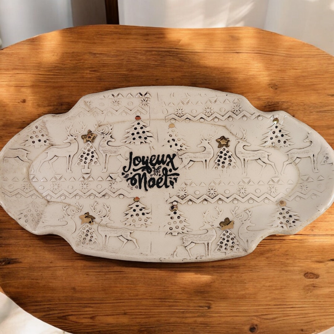 Reindeer Theme Dish - Oval Ceramic Pickle Dish - Ring Dish - Condiment ...