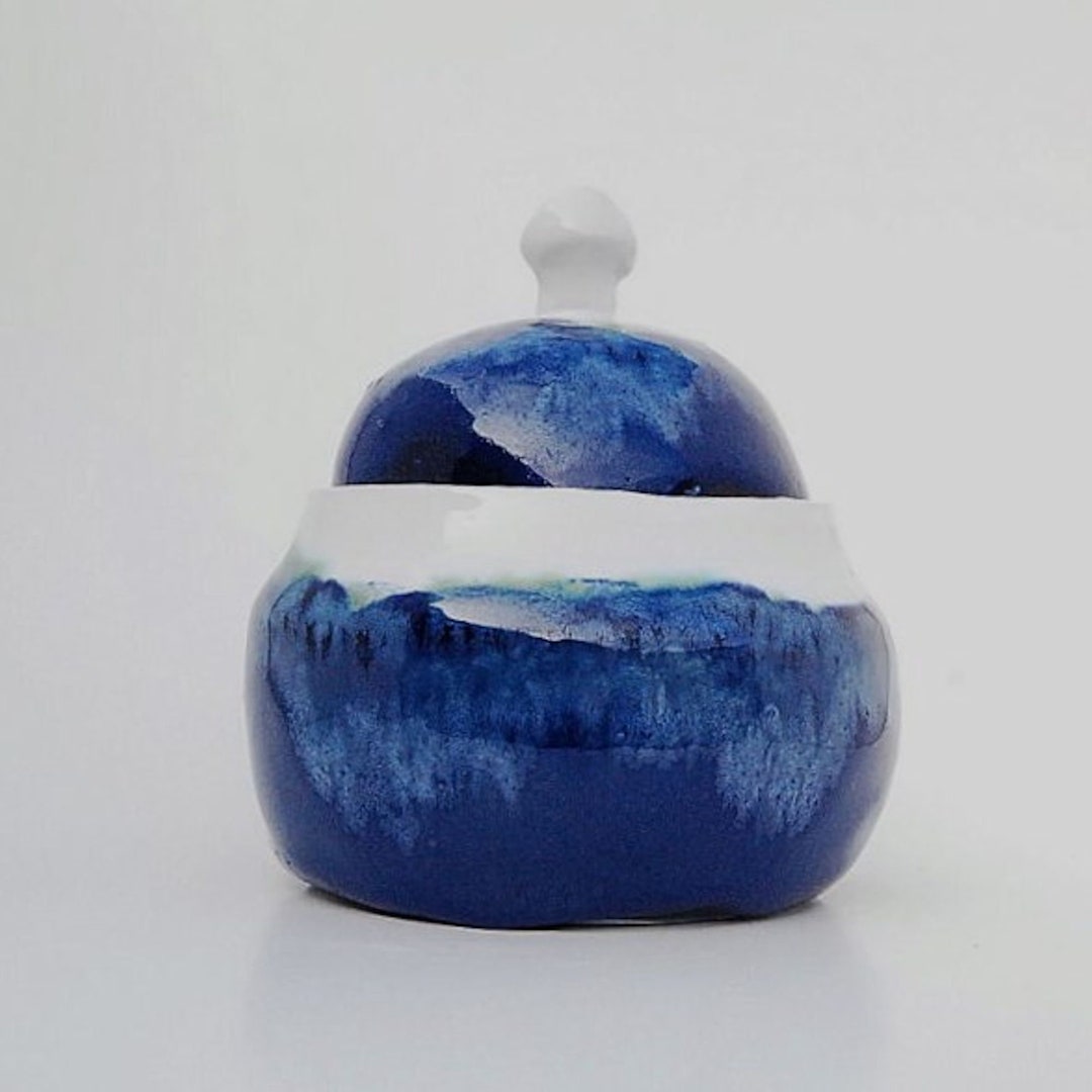 Serving Bowl Marine Blue & Snow White Bowl - Etsy