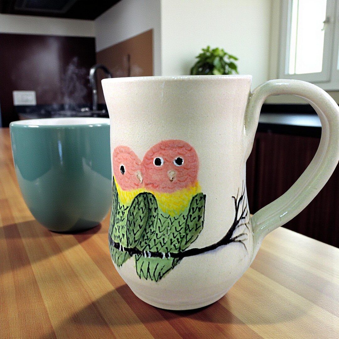 Hand-painted Parrots on Mugs - Ceramic Cup - Love Birds Cup - Etsy