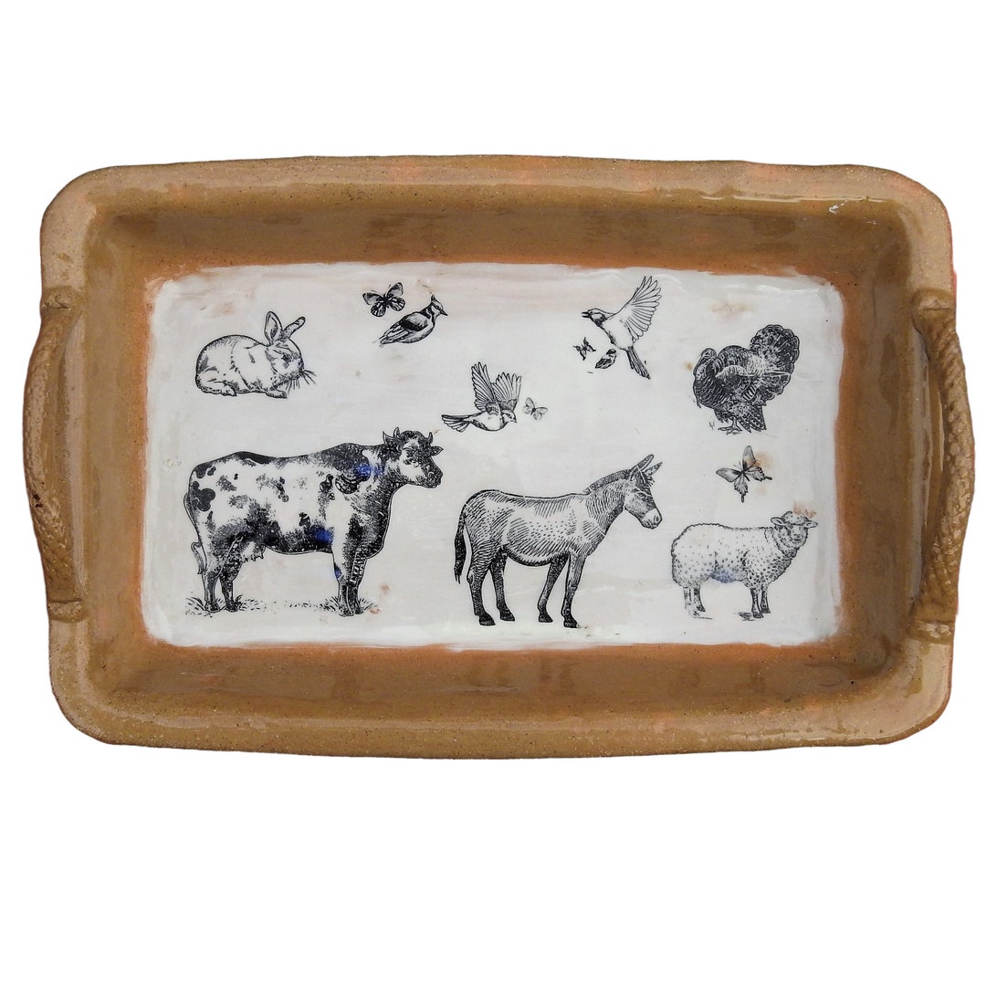 Farm Animal Tray Handmade Rectangle Tray Farm Animal Serving Tray - Etsy