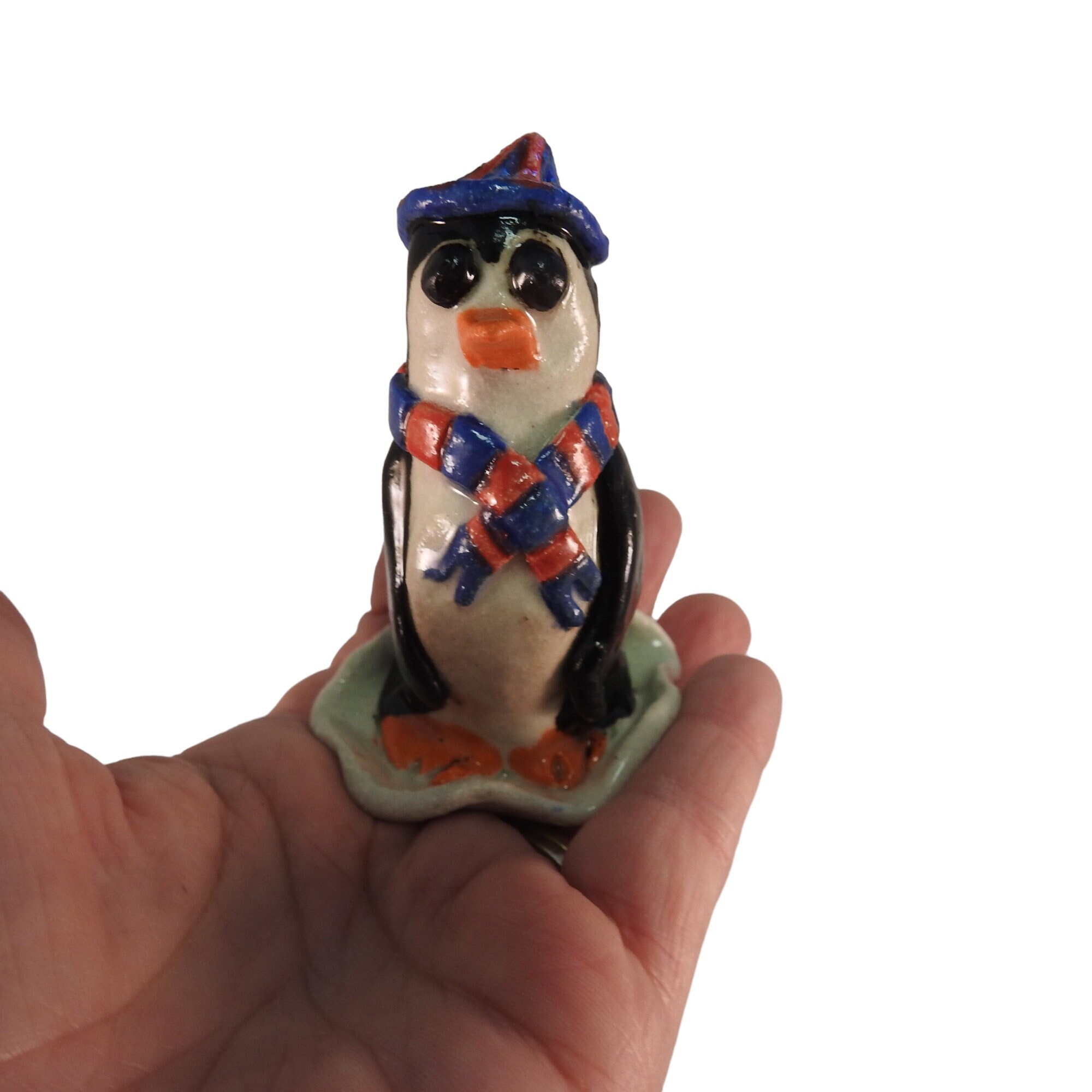 Penguin Sculpture Hand Sculpture Penguin Penguin Wearing Scarf & Hat ...