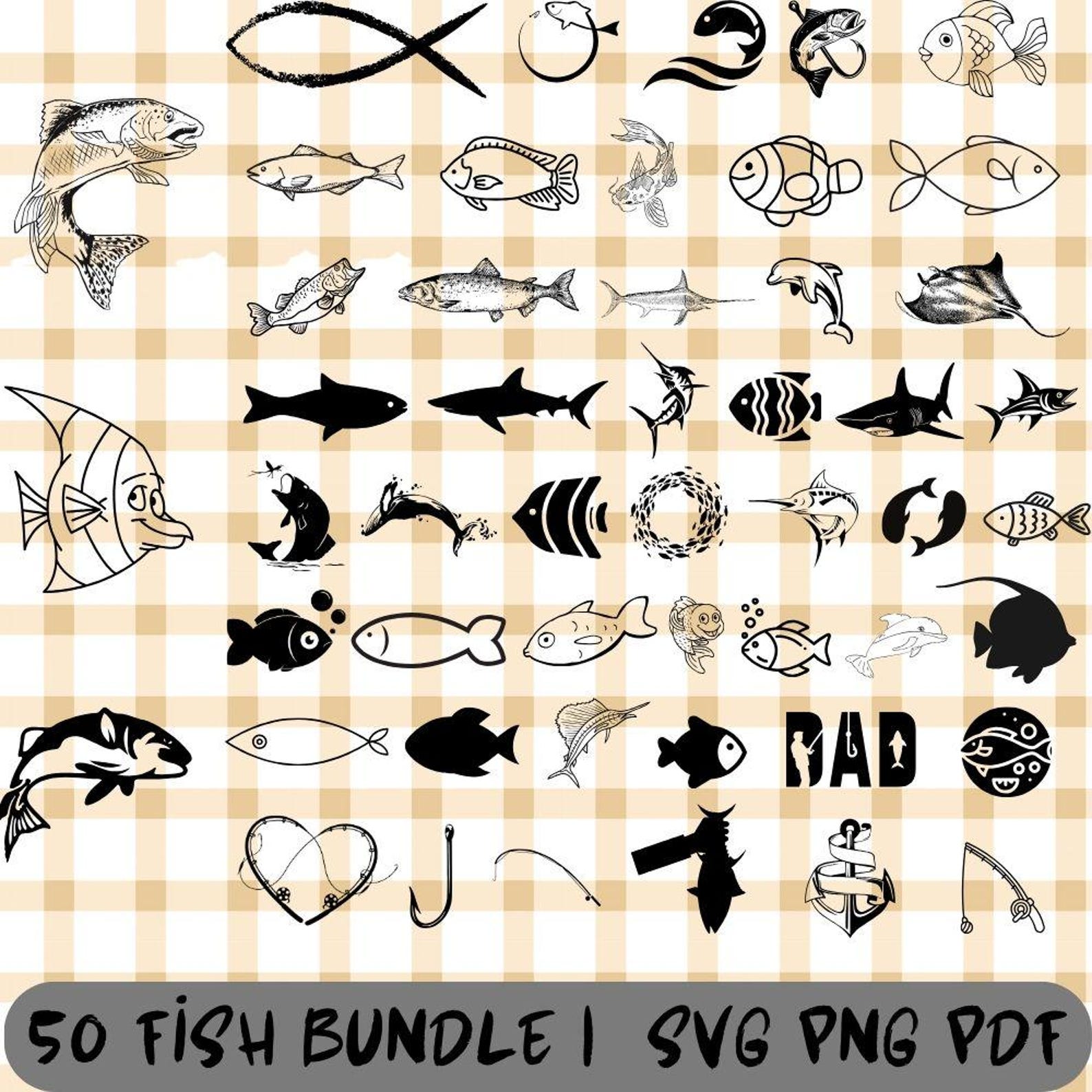 50 Fish SVG Bundle, Fish PNG Bundle, Fish Clipart, Fish SVG Cut Files ...