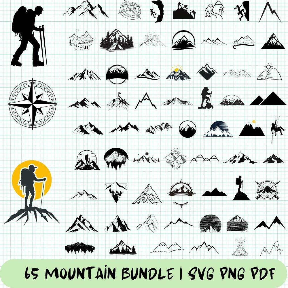 65 Mountains SVG Png Pdf Bundle, Mountains SVG PNG, Camping Svg ...