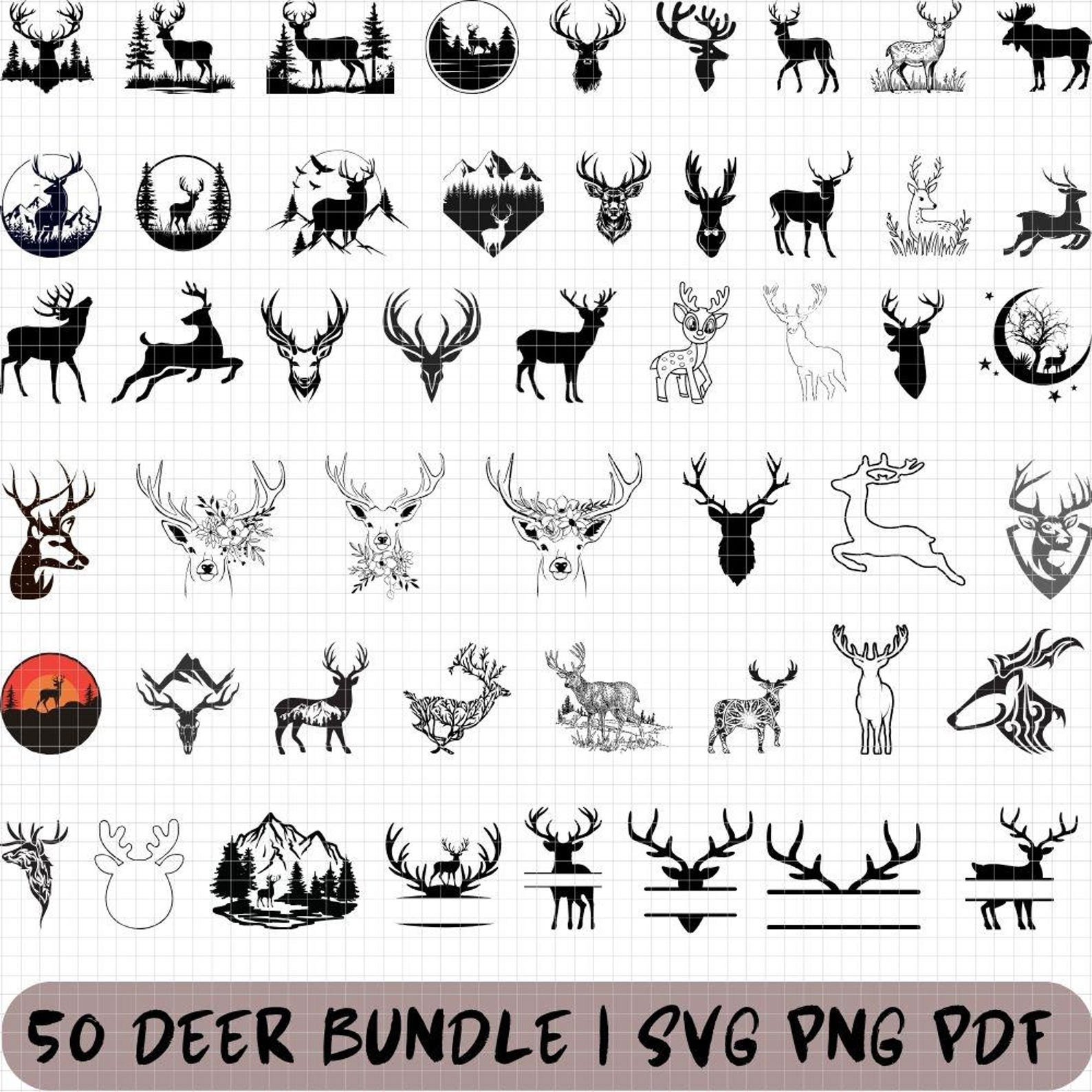 50 Deer Svg Bundle, Deer Clipart, Deer Svg Cut Files, Deer Silhouette ...