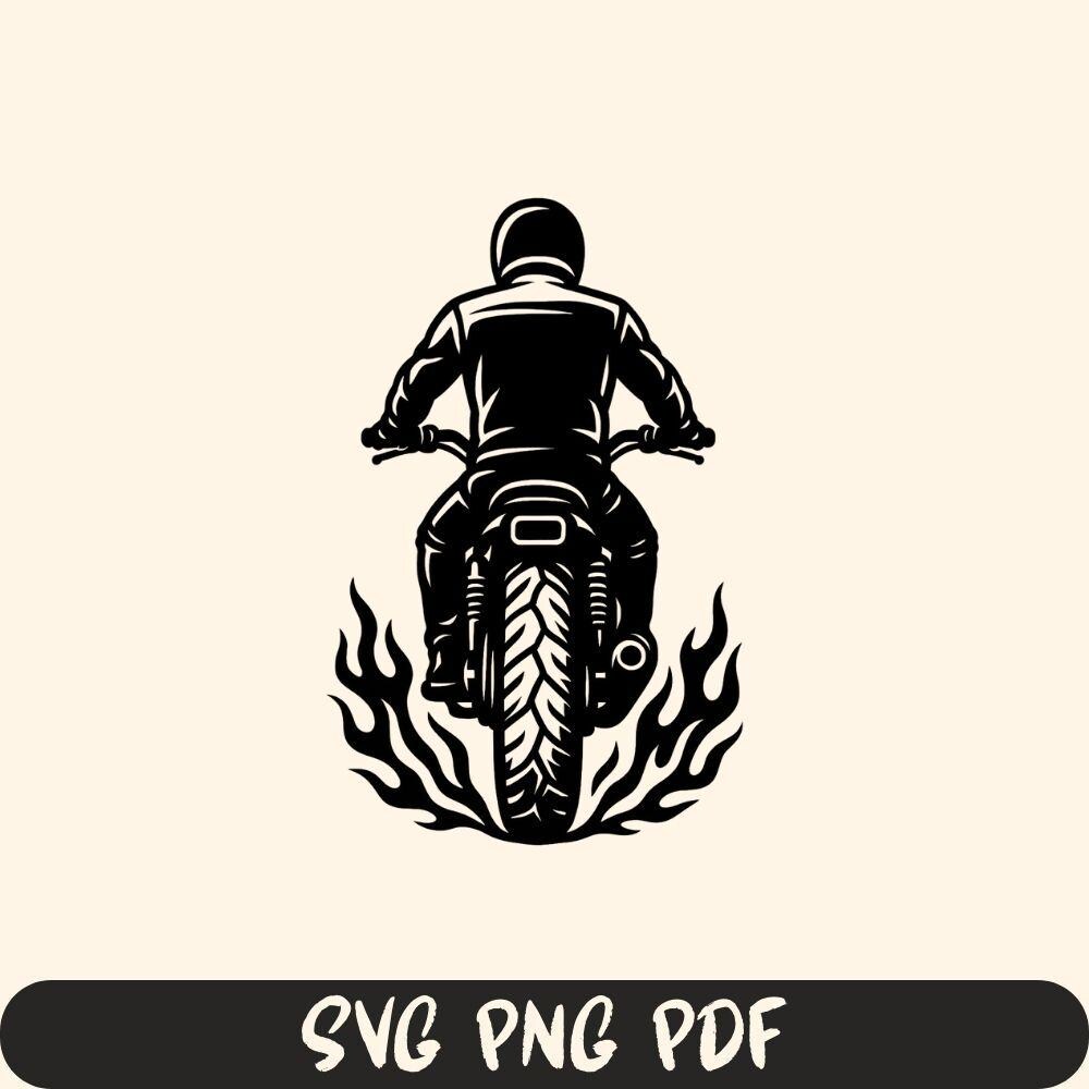 Back View Biker SVG | Motorcycle Riding SVG | Road Trip Ride Hog ...
