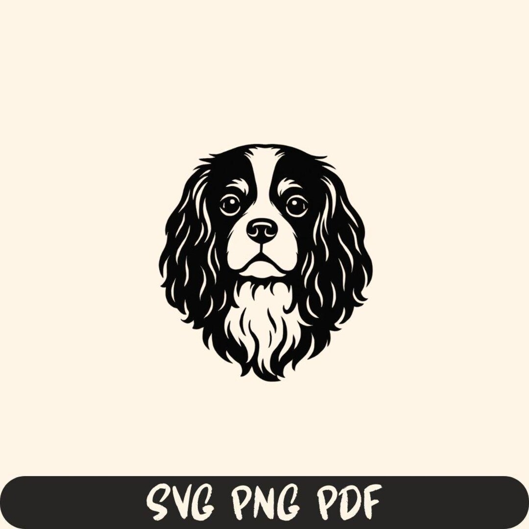 Cavalier King Charles Spaniel Dog SVG Cut - Background Black and White ...