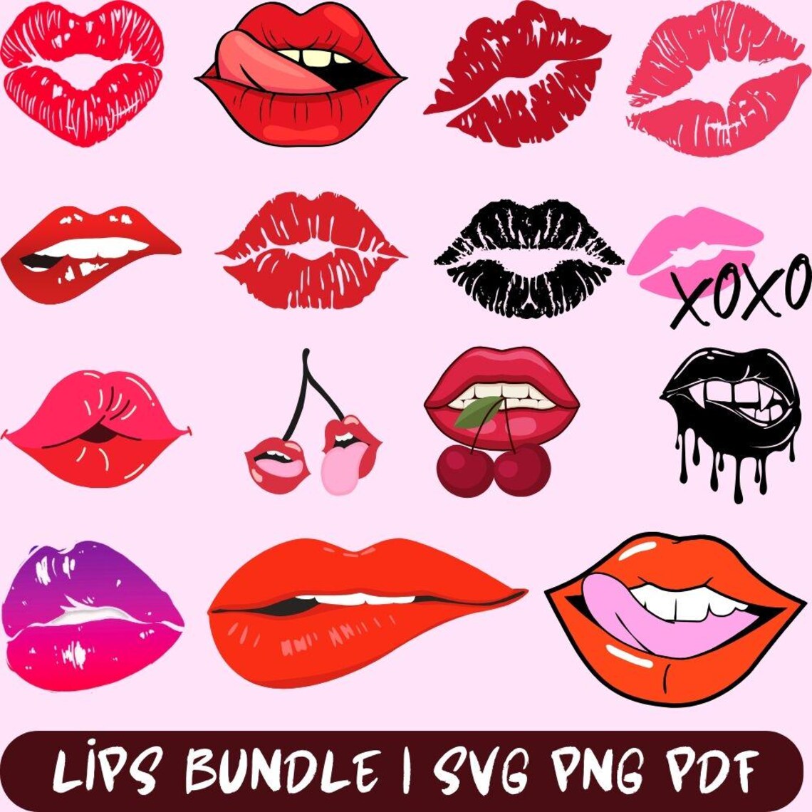 Lippen SVG Bundle, Lippen Png-Dateien für Cricut, Lippenstift SVG ...