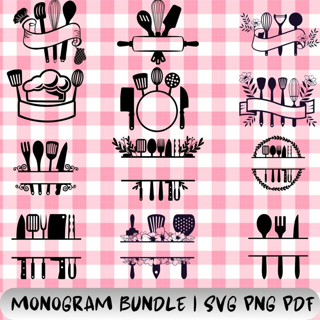 Kitchen Monogram Svg Bundle, Baking Monogram Svg, Cooking Monogram Svg ...
