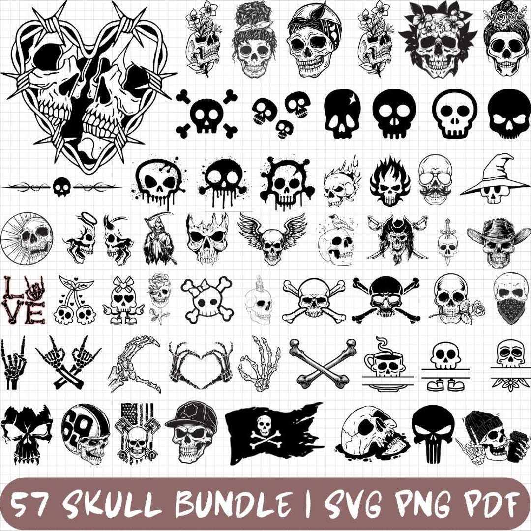 Skull SVG Bundle, Skull Clipart, Skull Cut File for Cricut , Skull Png ...