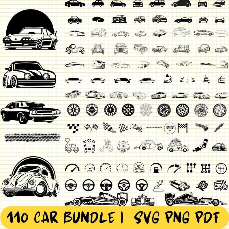 110 Car Svg Bundle, Sports Car Svg, Svg for Cricut, Classic Car Vector ...