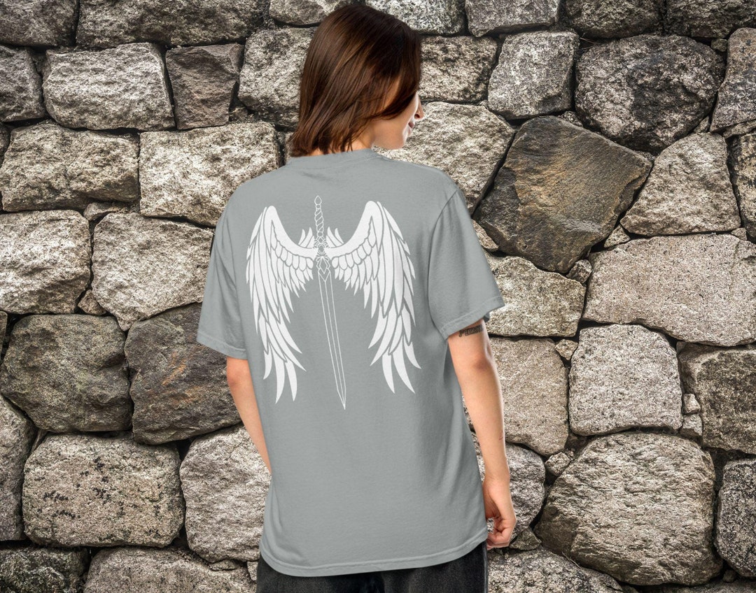 Valkyrie Sword and Wings Design Soft Cotton T-shirt - Valkyrie Sword ...