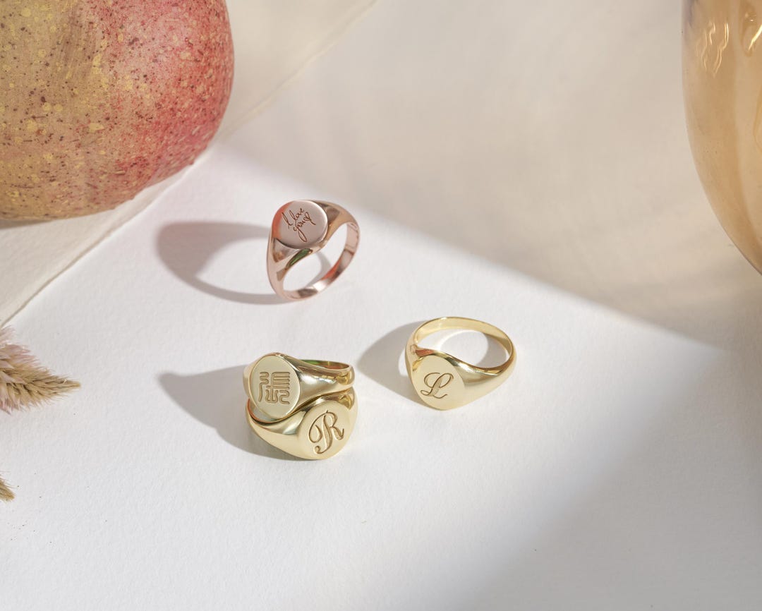 Initial Signet Ring • Memorial Gift • Crest Ring • Signet Ring Silver ...