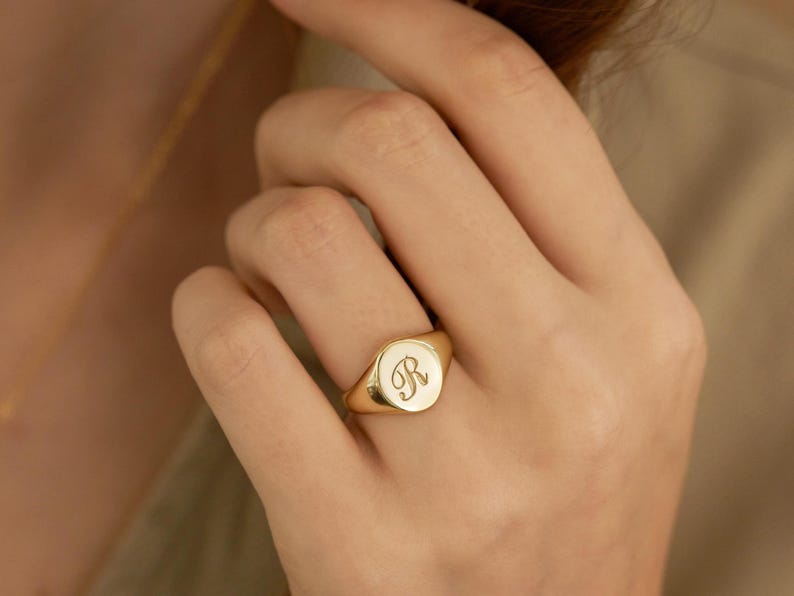 Initial Signet Ring • Memorial Gift • Crest Ring • Signet Ring Silver ...