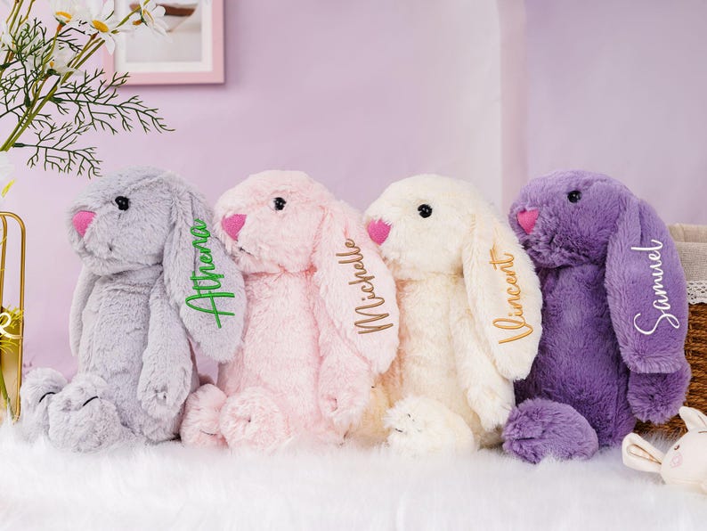 Custom Embroidered Bunny Rabbit,bunny Soft Plush Toy,personalized Plush ...