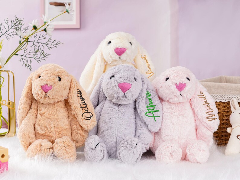 Custom Embroidered Bunny Rabbit,bunny Soft Plush Toy,personalized Plush ...