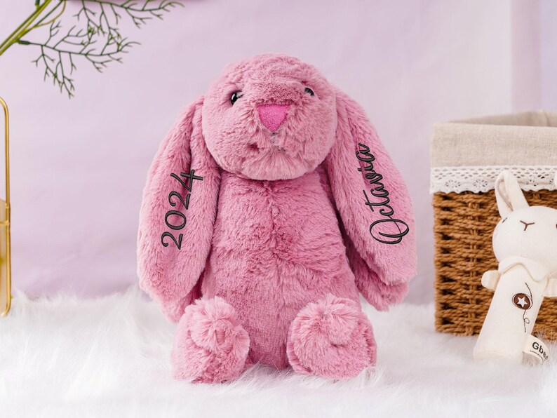 Custom Embroidered Bunny Rabbit,bunny Soft Plush Toy,personalized Plush ...